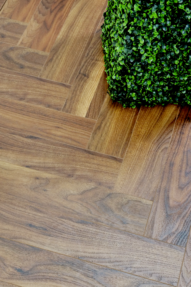walnut herringbone flooring